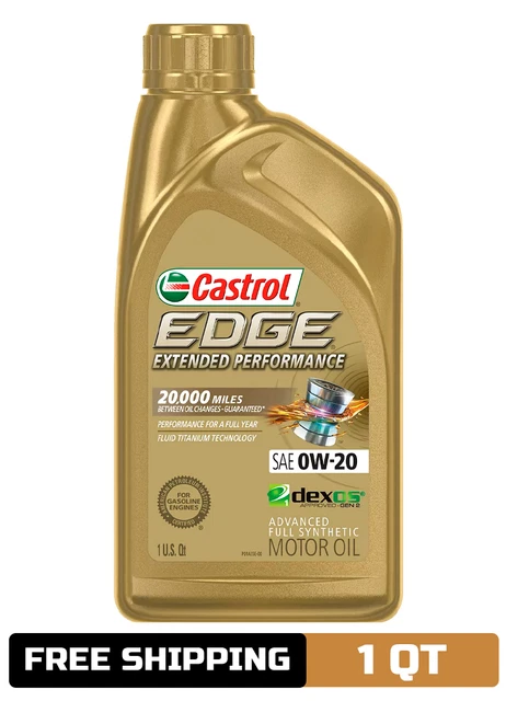 CASTROL EDGE EXTENDED Performance 0W-20 Advanced Full Synthetic Motor ...