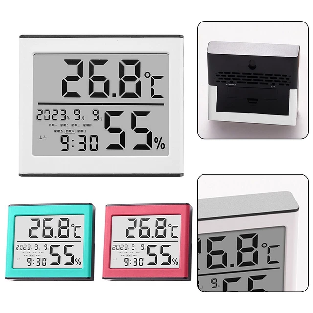 COMPACT ELECTRONIC HYGROMETER Thermometer Alarm Clock Desktop or Wall ...