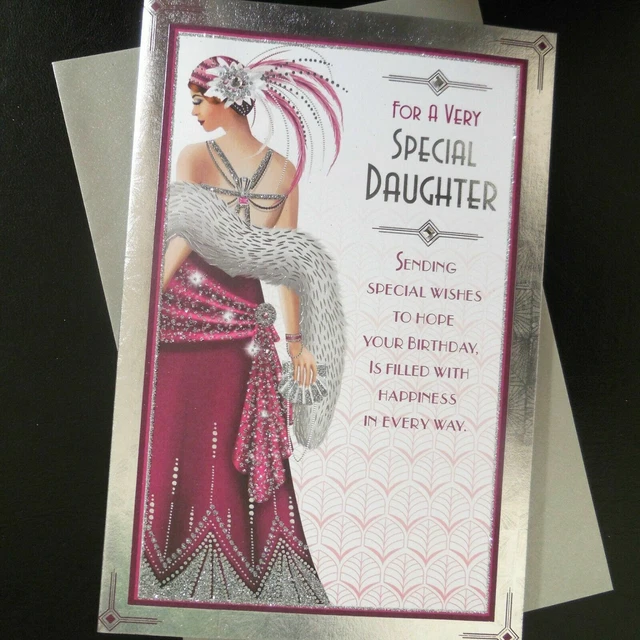 DAUGHTER BIRTHDAY CARD Female For Her Art Deco Style Special Verse ...