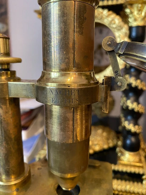 ANCIEN ET RARE microscope NACHET à pied rond , Circa 1865 EUR 320,00 ...