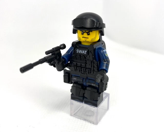 LEGO SWAT MINIFIGURE Machine Gun Police Officer (Pick Your Own) Custom ...