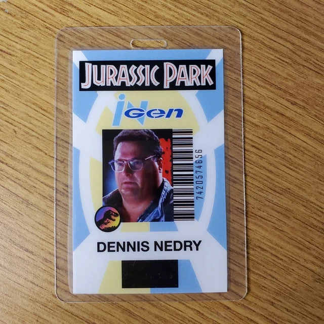 JURASSIC PARK IDENTIFICATION Badge-Ingen Dennis Nedry Costume Prop ...