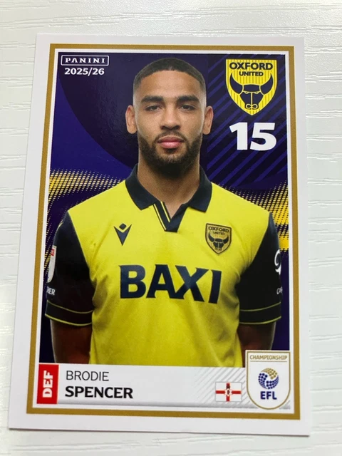PANINI EFL 2025 - 26 Sticker Brodie Spencer Oxford United #263 £1.25 ...