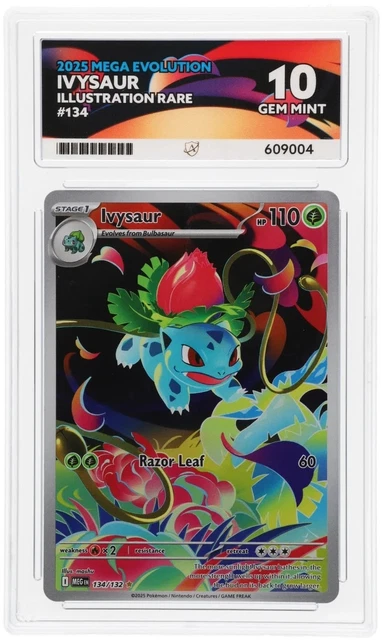 IVYSAUR 134/132 POKEMON TCG Me01: Mega Evolution Holo - ACE 10 GEM MINT ...