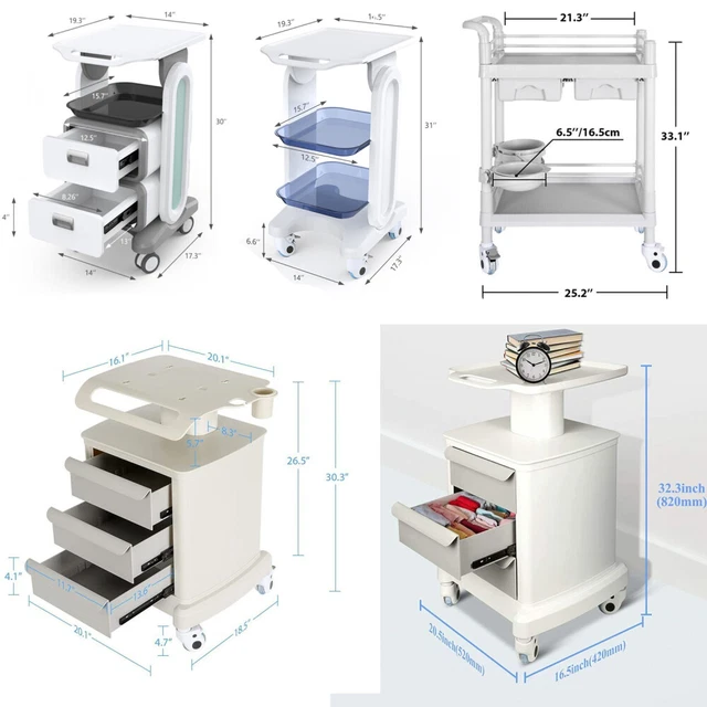 MEDICAL TROLLEY CART Mobile Ultrasound Scanner Rolling Cart Dental ...