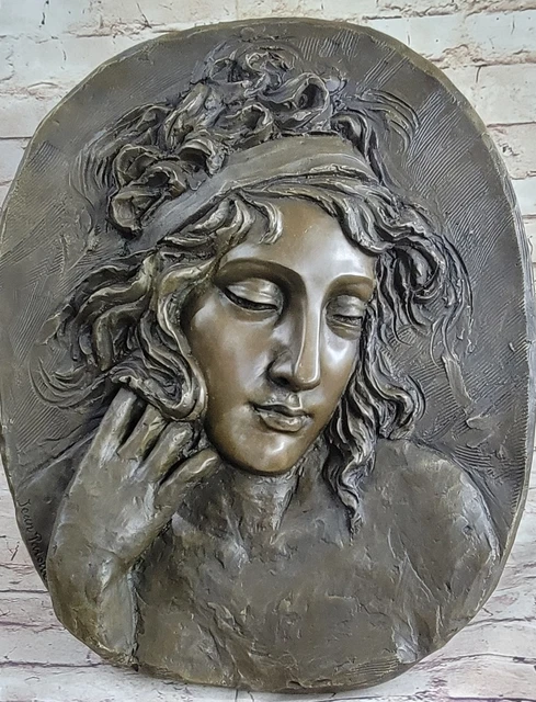 ART DECO/NOVEAUE LARGE Woman Face Bas Relief Wall Mount Bronze ...