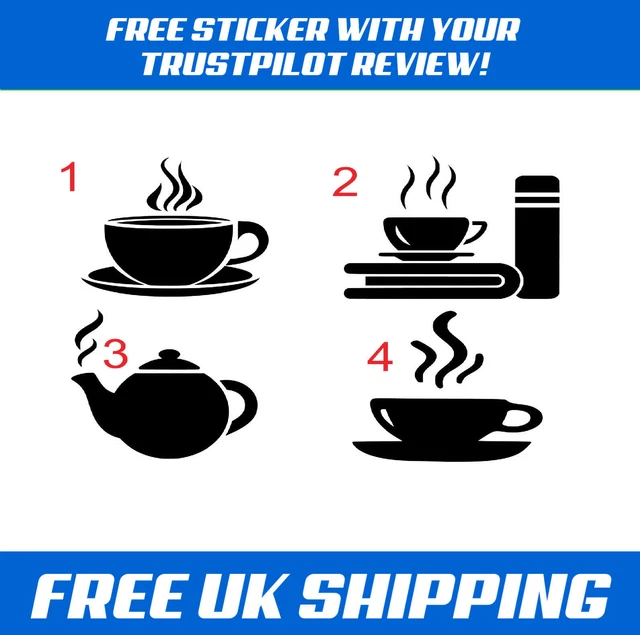 CAFE WALL TEA Coffee Teapot Wall Decal Sticker Elegant 10" Size £12.99 ...