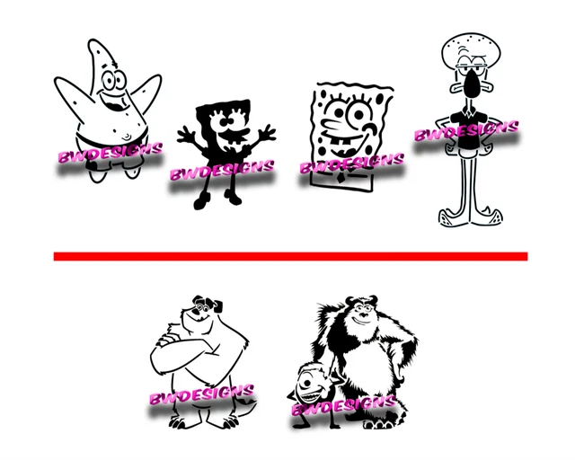 SPONGEBOB SQUAREPANTS SQUIDWARD Monsters Inc Fake Tattoo Stencil ...