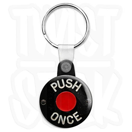 PUSH ONCE RETRO Bus Bell Button - 25mm Keyring Button Badge with Zip ...