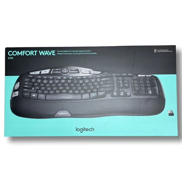 LOGITECH - K350 Ergonomic Full-size Membrane Wireless Keyboard - Black ...