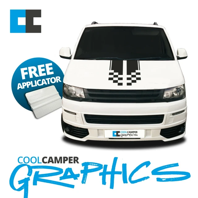 VW VOLKSWAGEN T4 T5 T6 Camper Van Checkered Front Pair Stripe Graphics ...