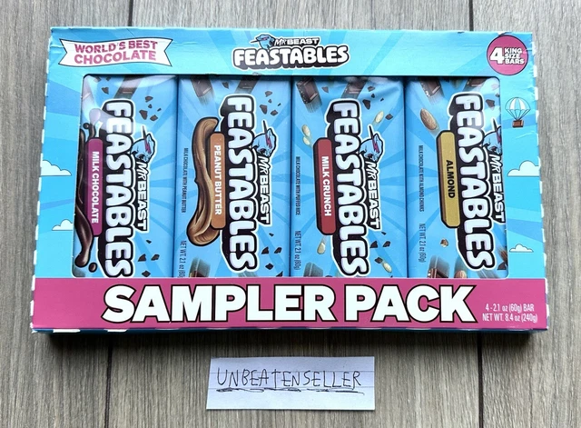 FEASTABLES MR BEAST Chocolate NEW FORMULA - Sampler Pack x 4 Bars 😋 IN ...