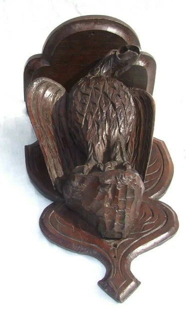 LARGE ANTIQUE BLACK Forest Oak Clock Wall Bracket Shelf : PAIR ...