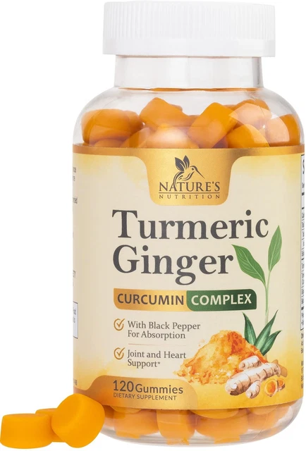 TURMERIC CURCUMIN GUMMIES 95% Curcuminoids Ginger Black Pepper Vegan ...