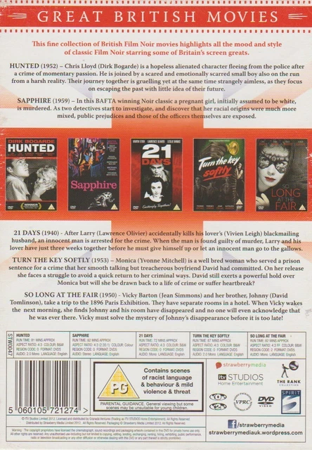 GREAT BRITISH FILMS Vol 1 Film Noir 5-Disc DVD Boxset Dirk Bogarde Joan ...