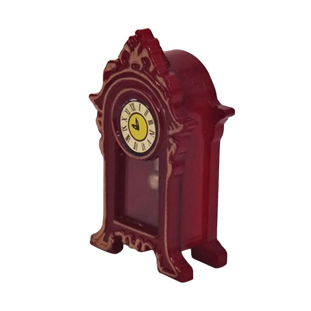 MINI HOUSE DESK Clock Simulation Wood Table Clock Model Pretend Play ...
