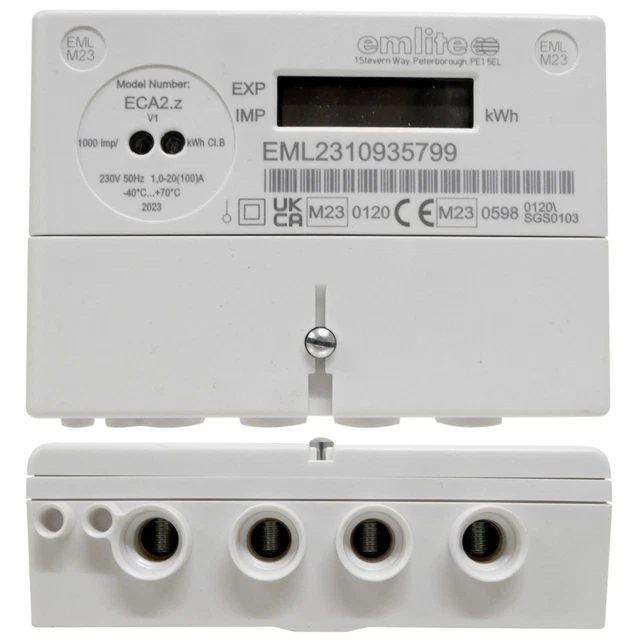 EMLITE ECA2 100A Single Phase Electricity kWh Meter MID Approved - 2023 ...