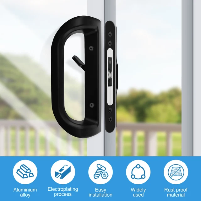 SLIDING PATIO DOOR Handle Set with Key Mortise Lock Aluminum Alloy ...