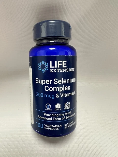 LIFE EXTENSION SUPER Selenium Complex Vitamin E 100 Vegetarian Capsules ...