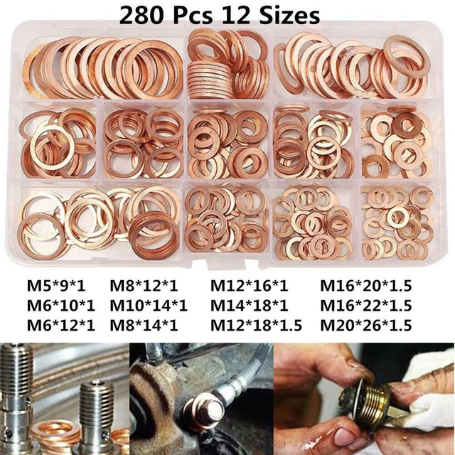 CAR DRAIN BOLT Crush Washer Copper Oil Plug Gasket Seal Ring 280pcs ...