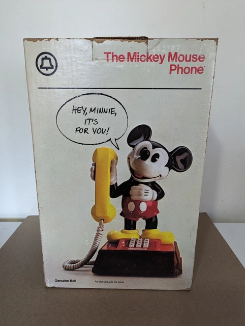 WALT DISNEY MICKEY Mouse Touch Button Phone Telephone Box 1980s Genuine ...