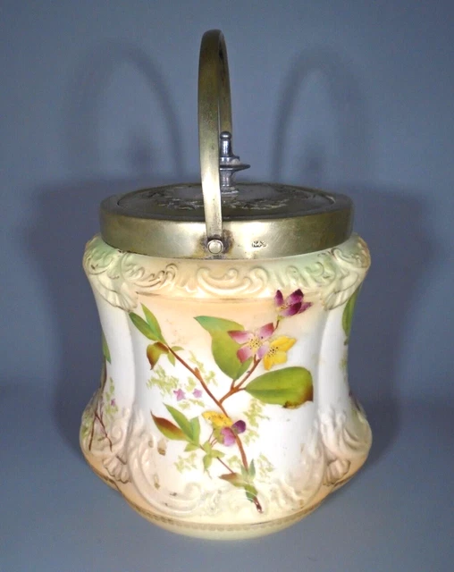 ANTIQUE CARLTON WARE Blushware Biscuit Barrel Reg No 367559, Silver ...
