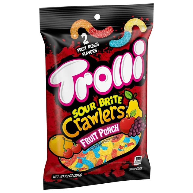 TROLLI SOUR BRITE Crawlers Candy,Fruit Punch Flavored Sour Gummy Worms ...