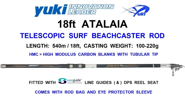 YUKI 18FT ATALAIA TELESCOPIC SURF ROD CARBON TELE BEACHCASTER ROD COD ...