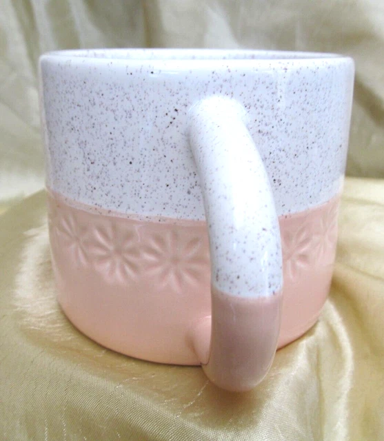 PAPERCHASE STONEWARE MUG Peach Grey Daisies VGC Glazed Tea Coffee Cup £ ...