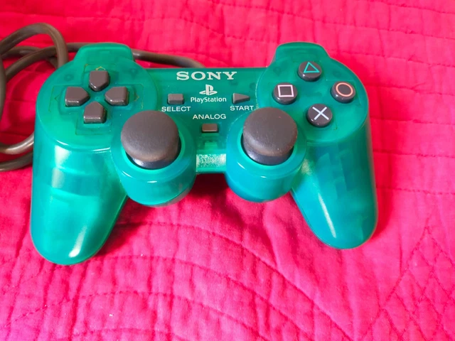 MANETTE SONY PLAYSTATION Dualshock 1 Vert Transparent Officielle SCPH ...