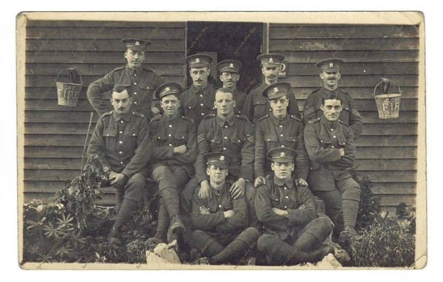 WW1 PHOTO WELSH Regiment soldiers, D Company, name, British Army RPPC £ ...