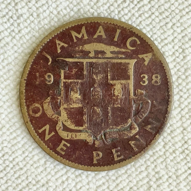 1938 JAMAICA ONE Penny Coin - King George Vi - British Colonial Era £5. ...
