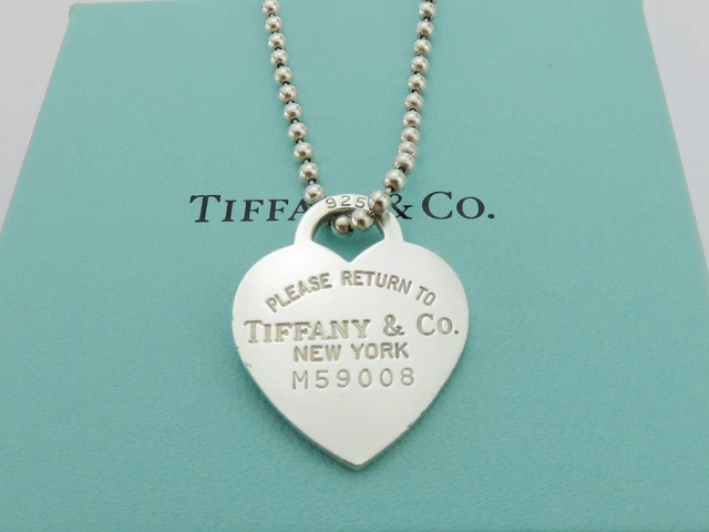 TIFFANY & CO Silver Return to Tiffany Heart Tag Long Beaded Chain ...