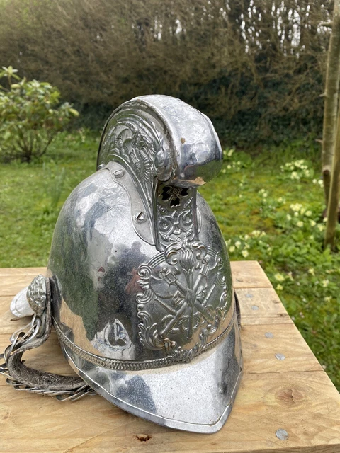 ANTIQUE SILVER PLATED Merryweather Officer FIREMAN'S HELMET 1868-1936 ...