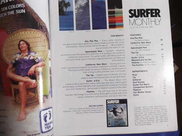 SURFER MAGAZINE-FEB 1980-Bud Llamas-Apocalypse Now-Haleiwa-Maynard And ...
