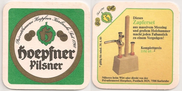 HOEPFNER PILSNER - Spezial-Bierdeckel "Zapferset" aus dem Jahr 1985 EUR ...