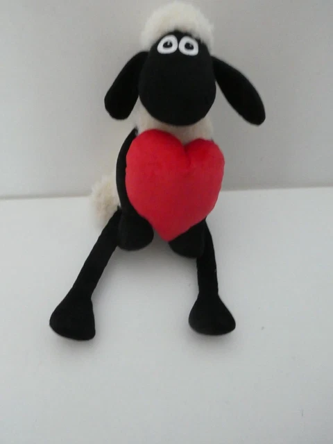 SHAUN THE SHEEP + heart PLUSH SOFT TOY/TIMMY TIME 14" AARDMAN 2012 £8. ...