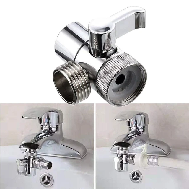 2 WAY FAUCET Adapter Diverter Valve Water Tap Connector Kitchen £4.84 ...