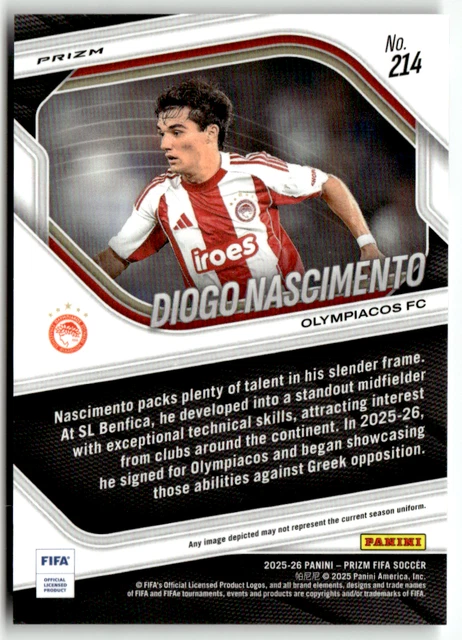 PANINI PRIZM FIFA 2025-26 214 Diogo Nascimento Rookie Hyper Prizm EUR 2 ...
