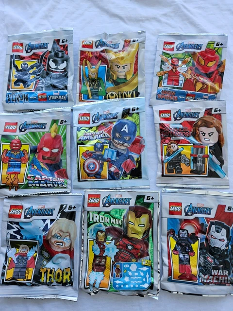 BUNDLE 9X LEGO mini figures all marvel all new & sealed in foil packets ...