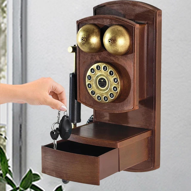 DECORATIVE PHONE MODEL Iron Artist Figurine Corded Phone for Bar Office ...