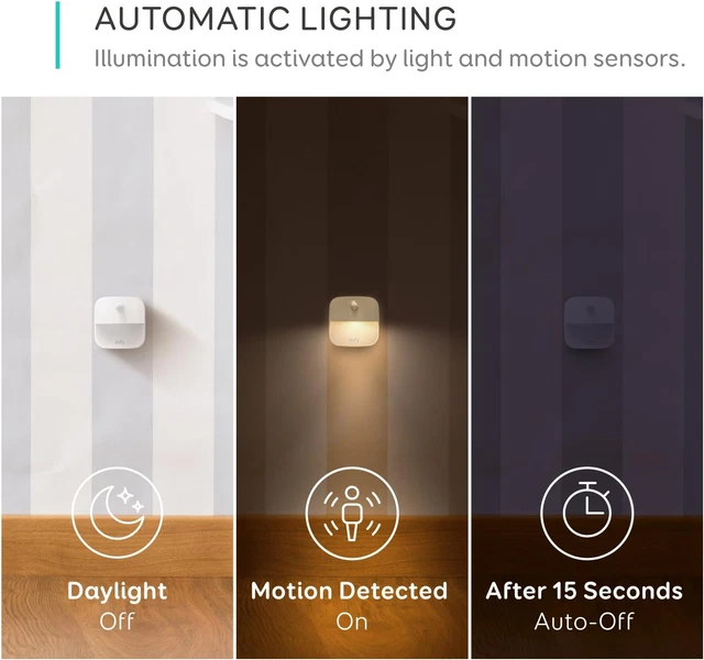 EUFY BY ANKER, Lumi Stick-On Night Light, Warm White LED, Motion Sensor ...