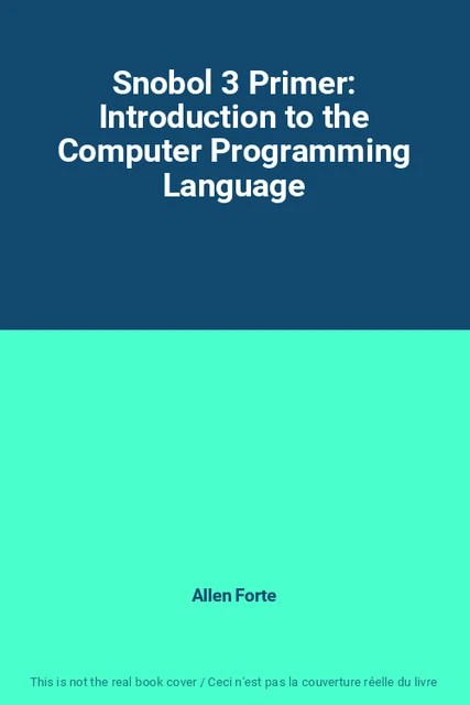 Snobol 3 Primer Introduction To The Computer Programming Language Eur 6591