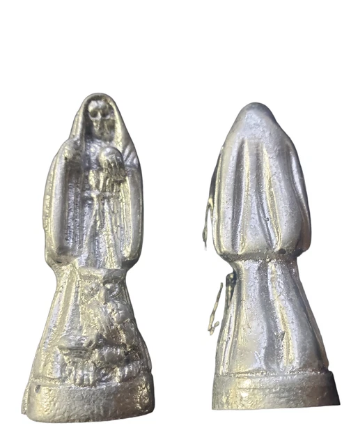 2.5& SILVER PLATA Muerte Statue Holy Death Grim Reaper Made in Mexico ...