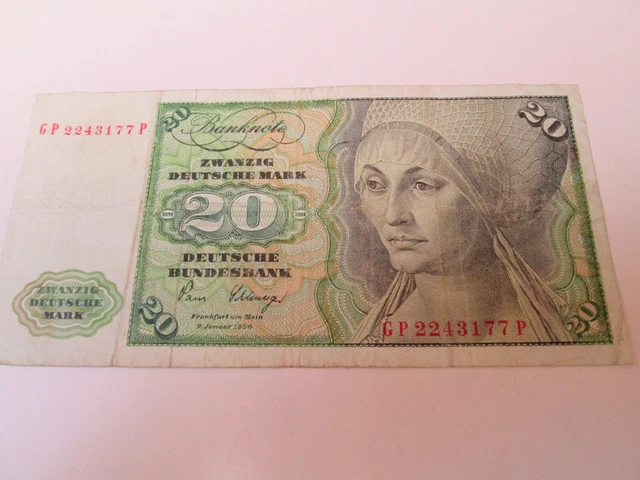 20 DM / Deutsche Mark Schein / 2. Januar 1980 / Banknote EUR 10,67 - PicClick DE