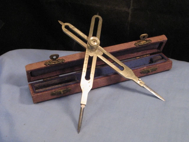 VINTAGE BOXED ENGLISH Proportional Dividers Chart Map Distance Measure ...