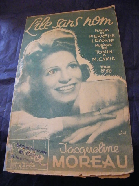 &PARTITION L'ILE SANS nom Jacqueline Moreau 1944 Music Sheet" EUR 5,00 - PicClick FR