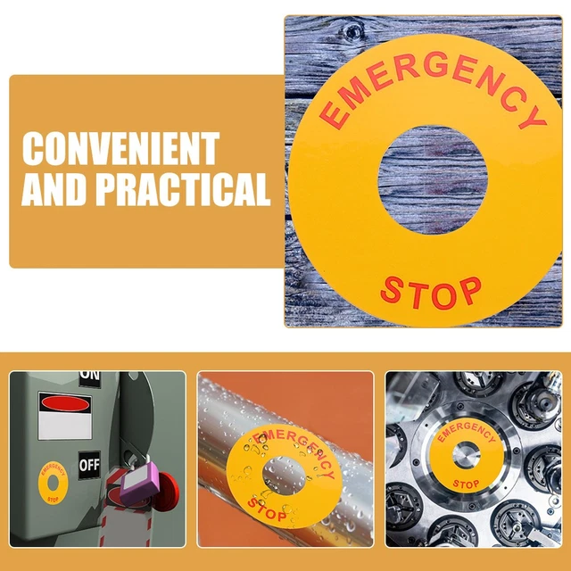EMERGENCY STOP SIGN Decals Electrical Warning Sticker Equipment Safety ...