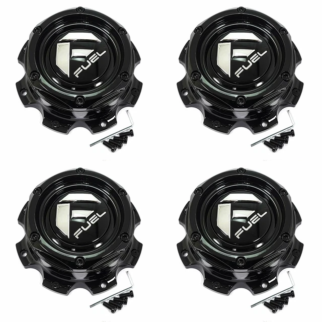 4 FUEL OFF-ROADS Black Center Caps Bolt-On/Dually for 8L D747 Lockdown ...