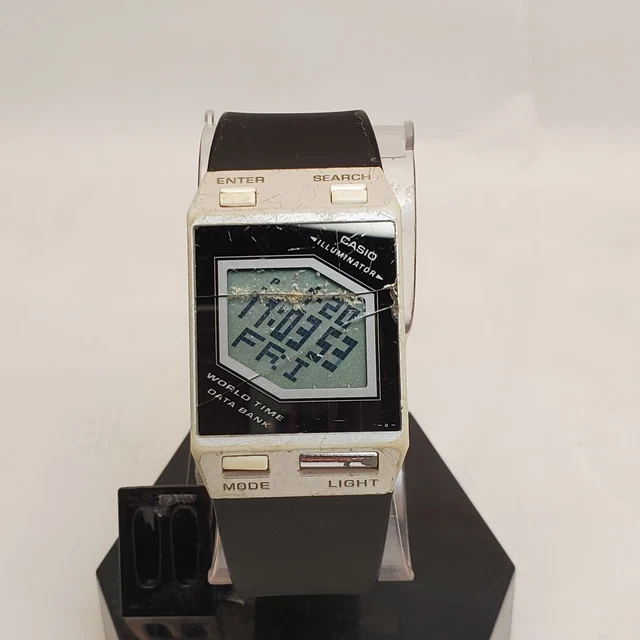 RARE VINTAGE CASIO Film Fs-00 Data Bank World Time Watch New Battery As ...